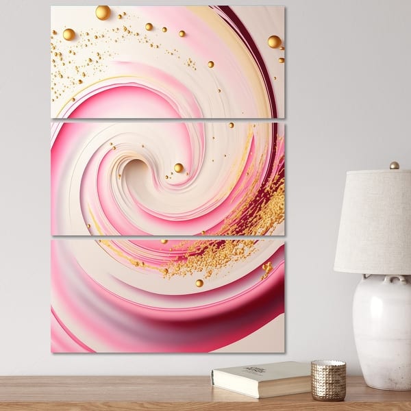 Designart "Pink And Gold Abstract Circles I" Modern Spiral Canvas Art Print - 3 Panels - On Sale ...